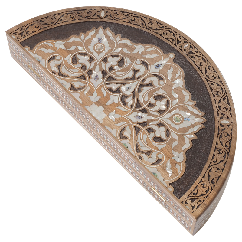 Luxury round Backgammon with floral Motiv